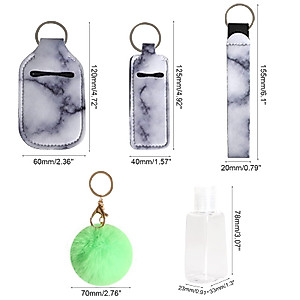 Manste 60Pcs Chapstick Holder Keychain Bulk,Travel Bottles with Keychain、Lipstick Holder Keychain、Fluffy Ball Keychain、Keychain Wristlet Lanyards、Colorful Pom Poms Keychains、Pompoms Keyring