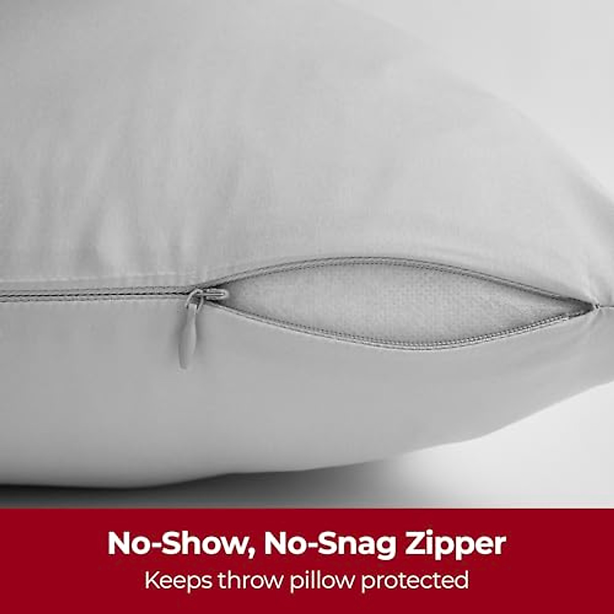 Mellanni Throw Pillow Covers - Pack of 2 Decorative Cover with Hidden Zipper - for Home Decor and Living Room Pillows - Double Brushed Microfiber - Easy Care and Quick Drying (20x20, Light Gray)