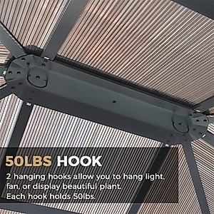 LIUJUN 12 Ft. X 10 Ft. Outdoor Aluminum Gazebo with Hardtop Netting for Lawn, Backyard