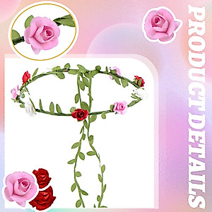 eBoot 10 Pieces Multicolor Flower Crown Floral Wreath Headband Floral Garland Headbands for Festival Wedding Party