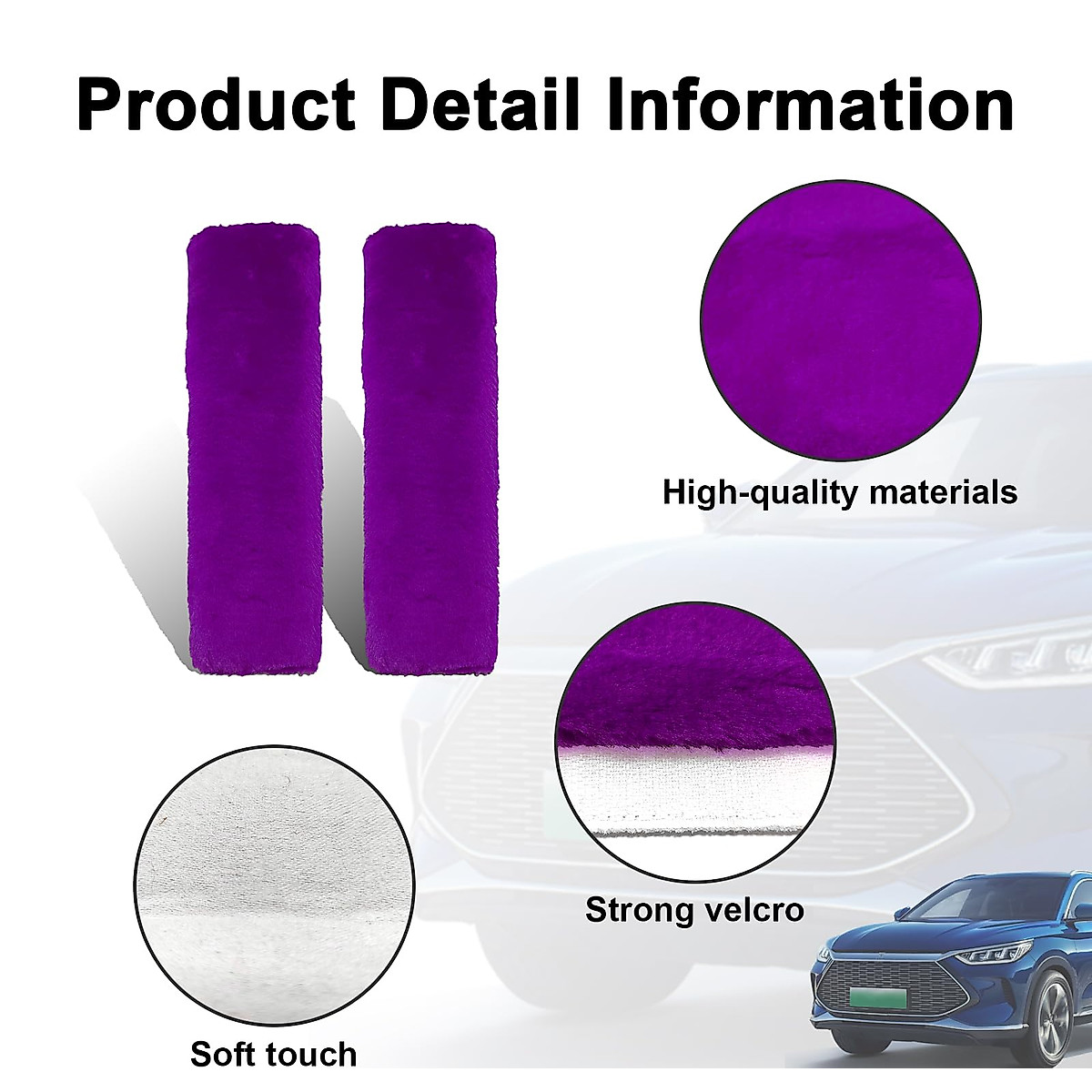 Ziciner 2 Packs Car Seatbelt Covers Shoulder Pad, Universal Soft Faux Sheepskin Shoulder Cover for Comfortable Driving, Fluffy Seat Belt Protector Help to Protect Your Neck and Shoulder (Purple)
