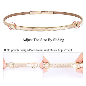 JASGOOD 2 Pack Women's Skinny Patent Leather Belt Adjustable Slim Waist Belt for Dress