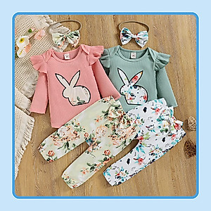 XIFAMNIY Baby Girls My 1st St.Patrick Day/Easter Day Outfit Newborn 4Pcs Pants Set