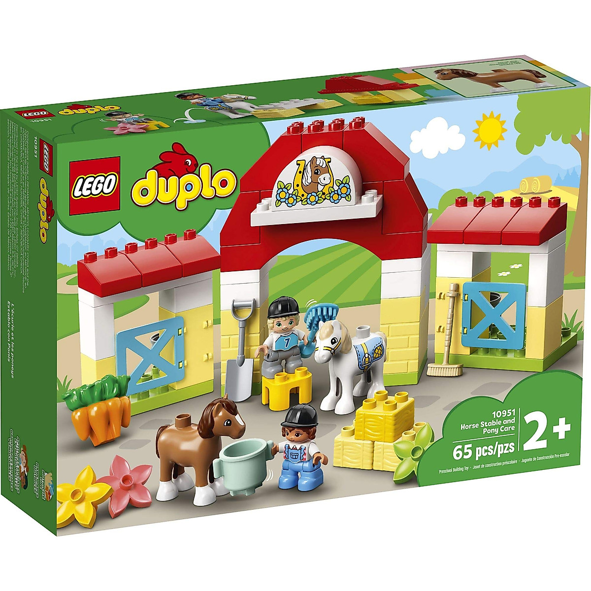 LEGO DUPLO Town Horse Stable and Pony Care 10951 Horse and Pony Stable Playset for Preschoolers; Great Gift for Kids Who Love Horses, Ponies and Pony Rides, New 2021 (65 Pieces)