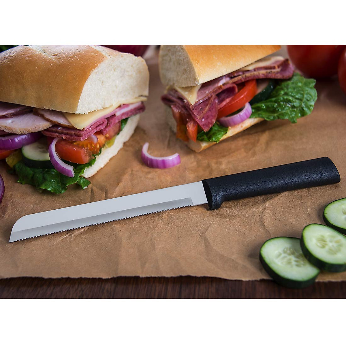 Rada Cutlery Bread Knife Serrated Blade with Stainless Steel Resin Made in The USA, 6 Inches, Black Handle