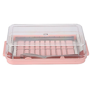 Butter Cutter Container,Cutter Style Butter Case,Stainless Steel Butter Storage Box,Cheese Storage Box with Transparent Cover, Butter Cutter Container, Kitchen Supplies for Home Kitchen(Pink)