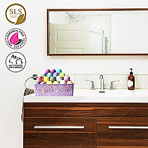 Purelis Moisturizing Bath Bombs Gift Basket, 40 count. Bulk Bath Bomb Gift Set with Essential Oils & Shea Butter. Organic, Individually Wrapped Bath Bombs in Gift Box. Best Gift Idea for Women & Kids!