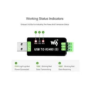 Industrial USB to RS485 Converter Adapter with Original CH343G and SP485EEN, Built-in Lightningproof Tube, Resettable Fuse, ESD and TVS Protection Circuits, up to 1.2km RS485 Transmission Distance