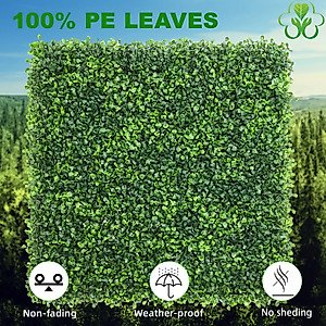 KASZOO 12Pack 20"x20" Artificial Boxwood Grass Backdrop Panels Topiary Hedge Plant, UV Protected Privacy Hedge Screen Faux Boxwood for Outdoor,Indoor,Garden,Fence,Backyard,Greenery Walls