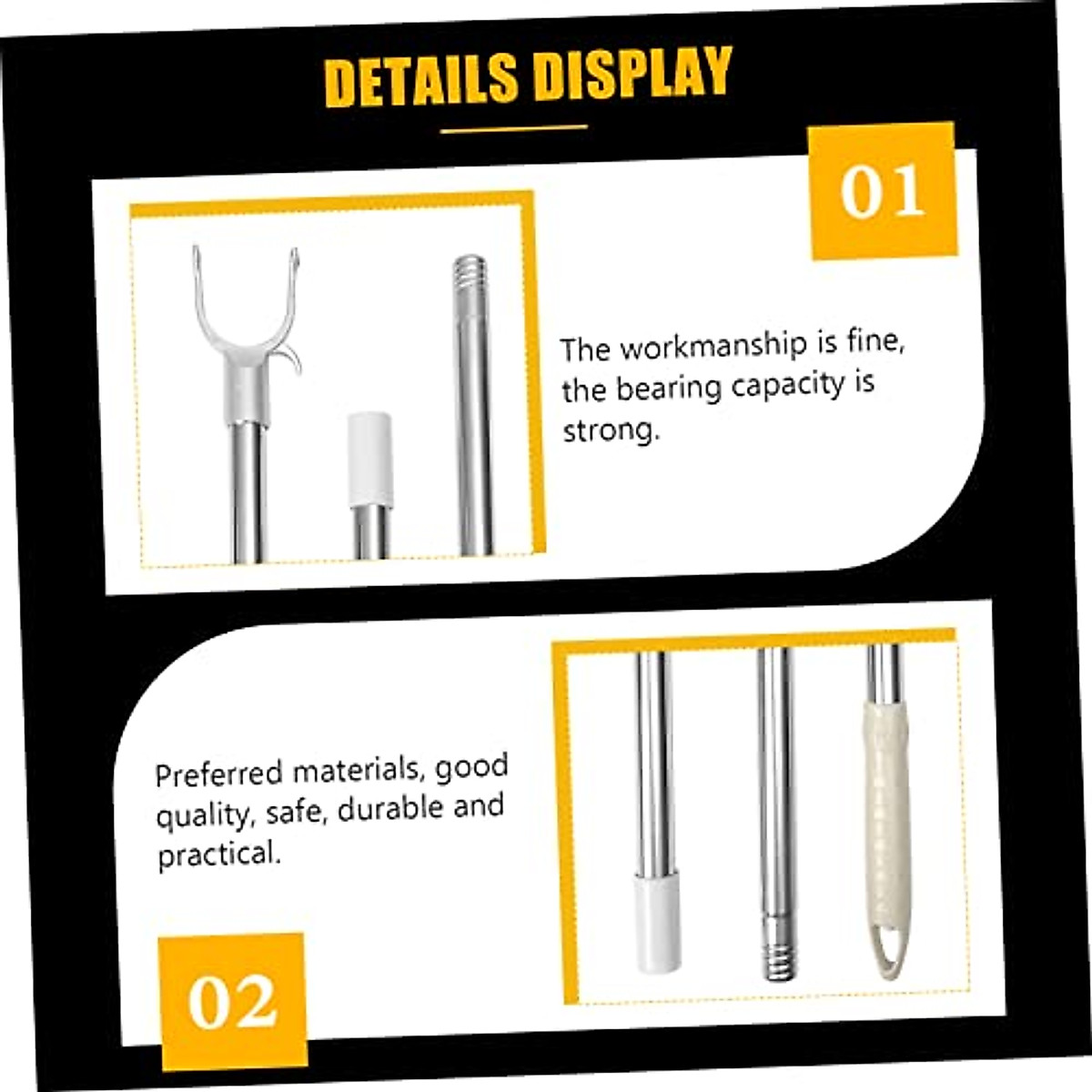 BUGUUYO Stitching Clothes Rail Coat Hooks Heavy Duty Retractable Clothesline Heavy Duty Light Stand Closet Hooks Clothesline Prop Pole Heavy Duty Hangers Splicing Clothing Pole Metal Guide