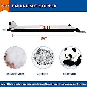 MAGZO Under Door Draft Stopper 36 Inch, Weighted Animal Noise Blocker for Door, Panda Draft Guard with Hook Loops