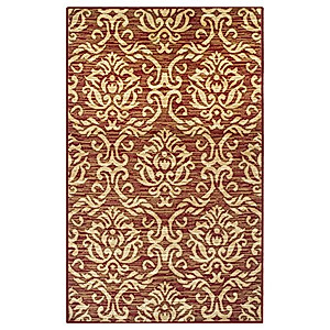 SUPERIOR Indoor Large Area Rug with Jute Backing, Bold Floral Design, Perfect for Living Room, Bedroom, Kitchen, Dorm, Office, Hallway, Entryway, Hardwood Floors, Fleur Collection, 5' x 8', Red