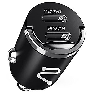 USB C Car Charger, 40W PD 3.0 Smallest Dual Type C Car Power Adapter Flush Fit Cigarette Lighter Quick Charge Compatible with iPad, iPhone13/12/11 Pro Max/X, Samsung Galaxy S21/S20/S10/S9/S8 and More