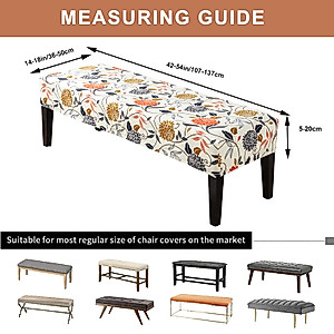 Eco-Ancheng Chair Cover Dining Bench Cover Removable Bench Slipcover Dining Chair Covers Stretch Bench Seat Furniture Protector Dining Chair Slipcovers for Living Room and Kitchen