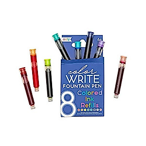 OOLY, Color Write, Fountain Pens Colored Ink Refills, Set of 8, Ooly Fountain Pen Refill Pack, Set of 8 Premium Colors, Great Cartridges for Writing, Drawing, Scrapbooking, and Calligraphy