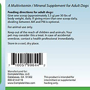 CompleteVites Stud Canine – Vitamin and Mineral Supplement for Stud Dogs-Large Dog Size(Over 25lbs)Veterinary formulated-48 nutrients-Omega Fatty Acids,Amino Acids,Digestive Enzymes + More 315 Grams
