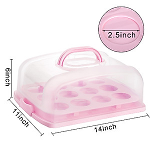 SOUJOY 2in1 Cupcake Carrier, Cupcake Keeper for 12 Standard-Size Cupcakes with Lid and Two Secure Side Closures, Portable Dessert Holder Transports Box for Cakes, Pies, Muffin