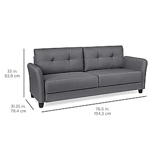 Best Choice Products 76 inch Linen Fabric Upholstered Contemporary Sofa Couch Lounger, Dark Gray