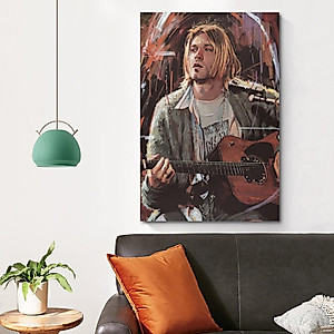 TARVIK Kurt Donald Cobain Poster ROCK Poster Art Decor Painting Aesthetic Wall Art Canvas for Bedroom Decor 16x24inch(40x60cm) 4