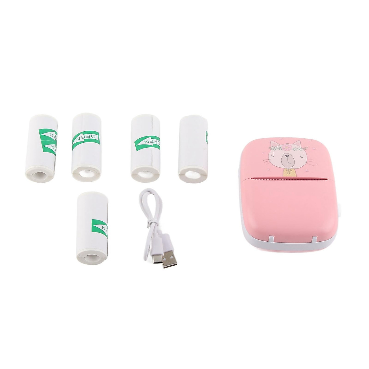 Mini Thermal Printer, Sticker Printer Connection Portable 200dpi Resolution Lightweight for Students (Pink)