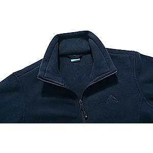 GIMECEN Women's Lightweight Full Zip Soft Polar Fleece Jacket Outdoor Recreation Coat With Zipper Pockets Large