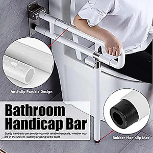 Nisorpa Foldable Toilet Grab Bar Flip Up Stainless Steel Shower Handrail Handicap Grab Bars Rails Anti Slip Grab Bar with Leg Bath Grab Bar Arm Hand Grip Safety Handrails for Elderly Disabled Pregnant
