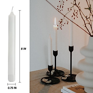 8 Pack 8 Inch Hand Poured White Dripless Taper Candles, Soy Candles, Non-Toxic, Unscented, Smokeless, for Candlesticks & Home Decor
