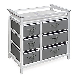 Modern Baby Changing Table with 6 Storage Baskets and Pad