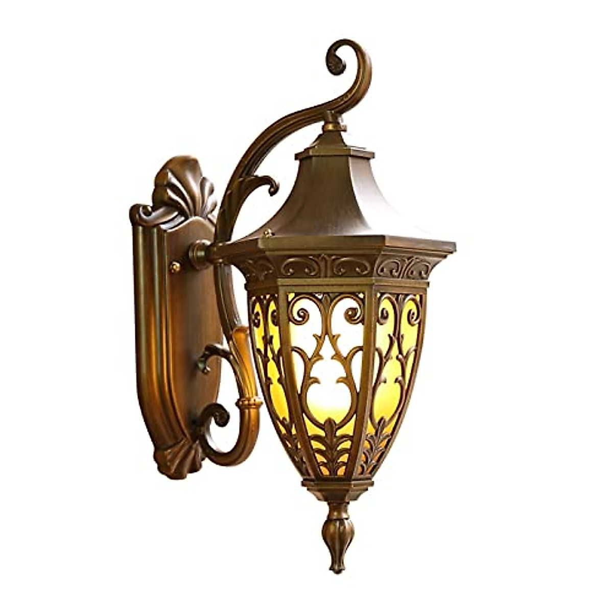 PEHUB European E27 IP42 Waterproof Garden Courtyard Glass Wall Light Retro Outdoor Antique Die-cast Aluminum Anti Rust Wall Lamp Balcony Landscape Decorative Wall Sconce Exterior Light Fixture