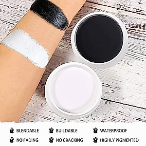 Black White Face Painting Kit: Halloween Body Makeup Special Effects Set for Adult - Professional SFX Makeup Clown Zombie Vampire Skeleton Cosplay