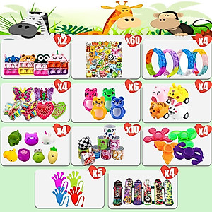 Dilycery 107 PCS Party Favors Toys for Kids, Treasure Box Toys for Classroom, Pop Fidget Toys Treasure Chest for Kids Prizes Classroom, Bulk Pinata Stuffers Goodie Bag Fillers for Kids 4-8