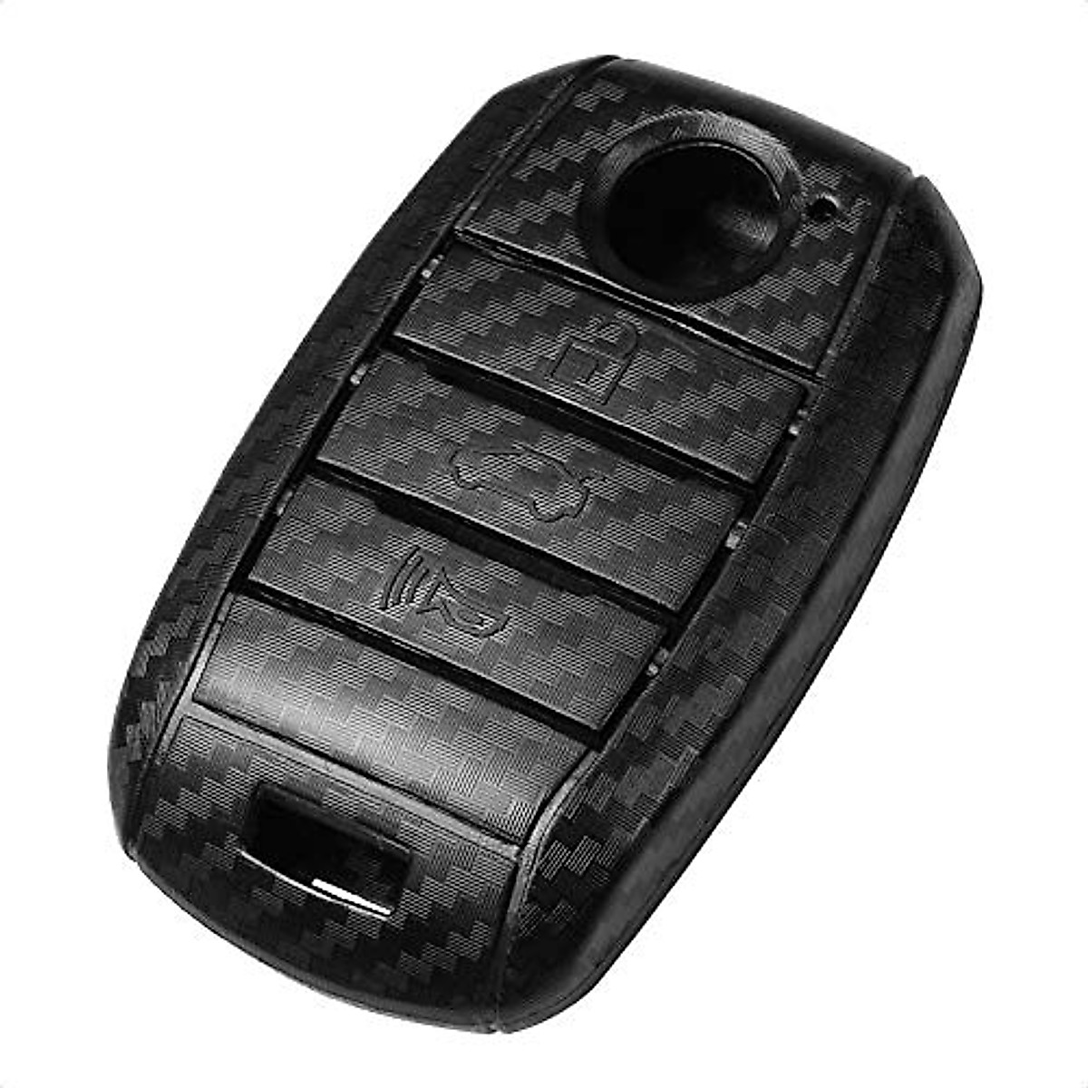 TANGSEN Smart Key Fob Personalized Case Protective Cover Compatible with KIA Optima Rio Sorento SPORTAGE 4 Button Keyless Entry Remote 3D Twill Weave Carbon Fiber ABS Plastic Emboss