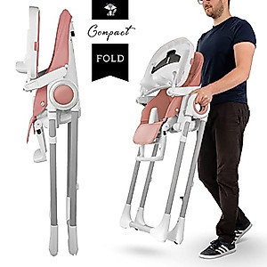 Sweety Fox Baby High Chair Adjustable to 7 Different Heights - Pink Baby Chair - Silla para Comer de Bebe - Foldable High Chairs for Babies and Toddlers