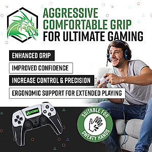 Dragon Grips PS5 Controller Grip, 22 Pcs Black Textured Non-Slip Rubber Controller Grips Stickers, Perfectly Fit to Any Handles, Trigger Buttons & D-pad, Sweat Resistant to Enhance Gaming Control, 2pk