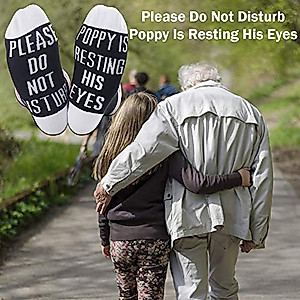 TSOTMO 2 Pairs Grandpa Gift Novelty Gift From Grandkid Father’s Day Gift Please Do Not Disturb Poppy Is Resting His Eyes (Poppy His Eyes)