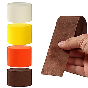 Yellow-Beige Orange-Brown Fall Party-Decorations Streamers - 8 Rolls Boho Autumn Baby Shower Thanksgiving Harvest Crepe Tissue Paper Streamer,Birthday Bridal Bachelorette Wedding Garland Panduola