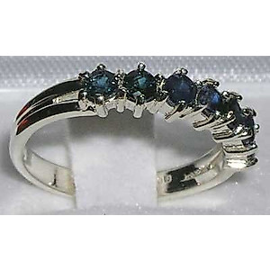 925 Sterling Silver Natural Sapphire Womens Eternity Ring - Size 5