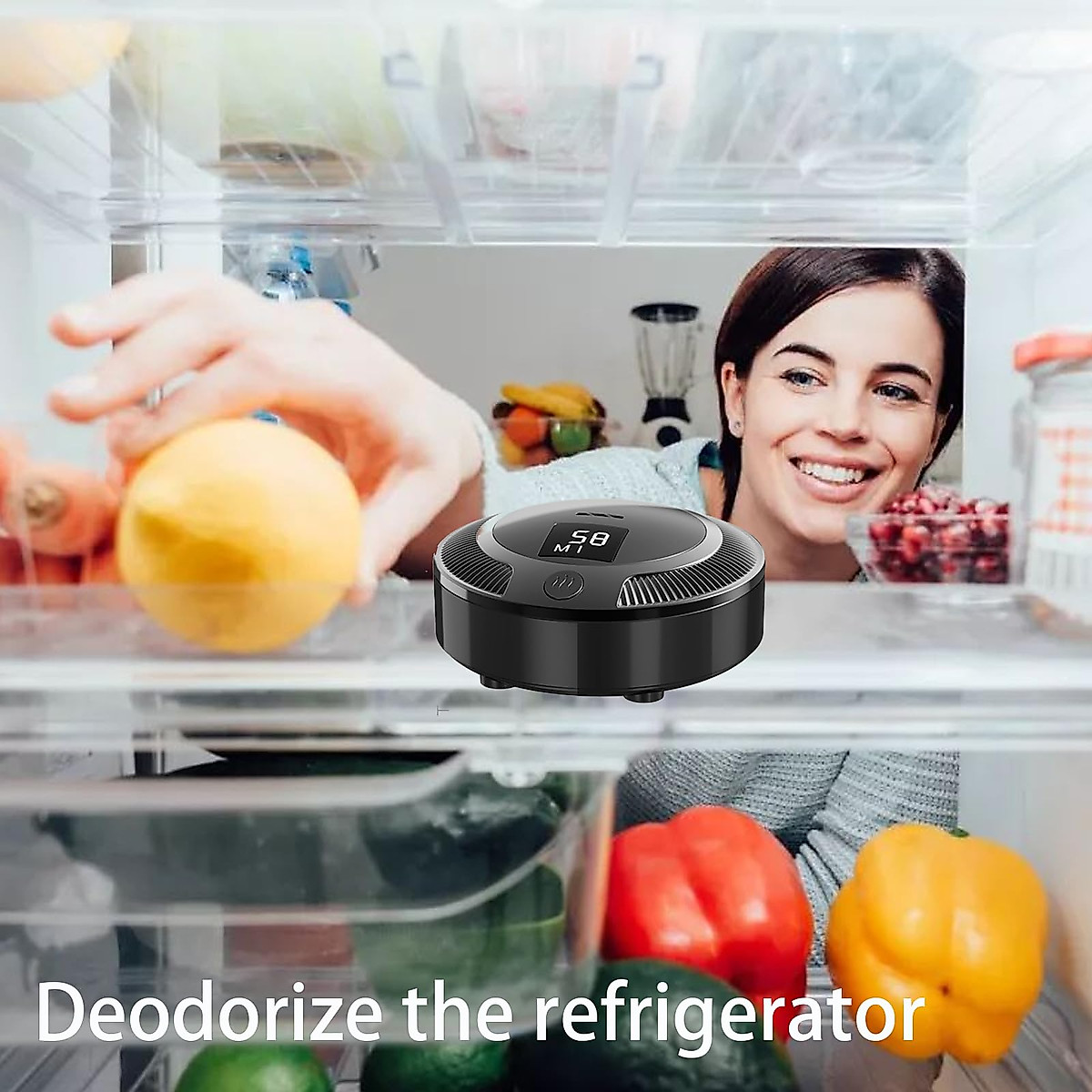 AIRPROSSING Rechargeable Refrigerator Air Purifier, Ozone Purification System, Screen design,3 Speed, Portable Mini refrigerator deodorizer for Car, Bedroom,Shoe Cabinet, Refrigerator (white)