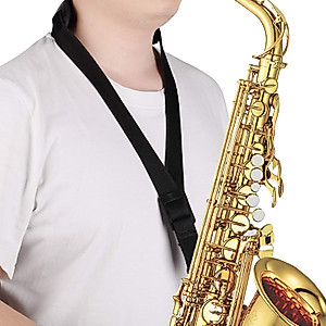 Focusound Upgraded Length Tenor Saxophone Neck Strap Soft Sax Leather Strap Padded for Alto and Tenor Saxophone