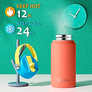 Fimibuke Kids Insulated Water Bottle - 14oz BPA-FREE Double Wall Vacuum Tumbler 18/8 Stainless Steel Leak Proof Kids Cups with Straw Metal Water Bottle for School Boys Girls (2 Pack, Ocean Life)