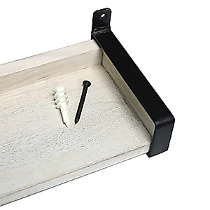 InPlace Shelving, 9602116E, Wall Mounted Real Wood Industrial Bracket Ledge, 36 Inch x 5 Inch x 2.75 Inch, Distressed White