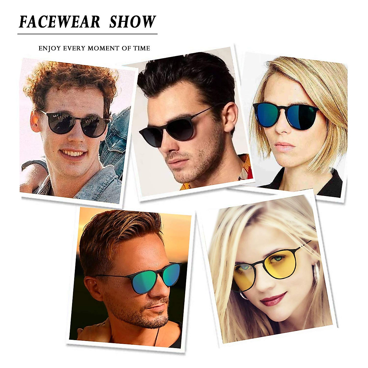 FaceWear Classic Round Retro Sunglasses UV400 Circle Lens Metal Frame Men Women FW1006 C7