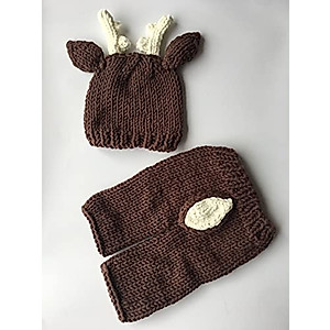Pinbo® Newborn Baby Photography Prop Crochet Knitted Deer Hat Pants