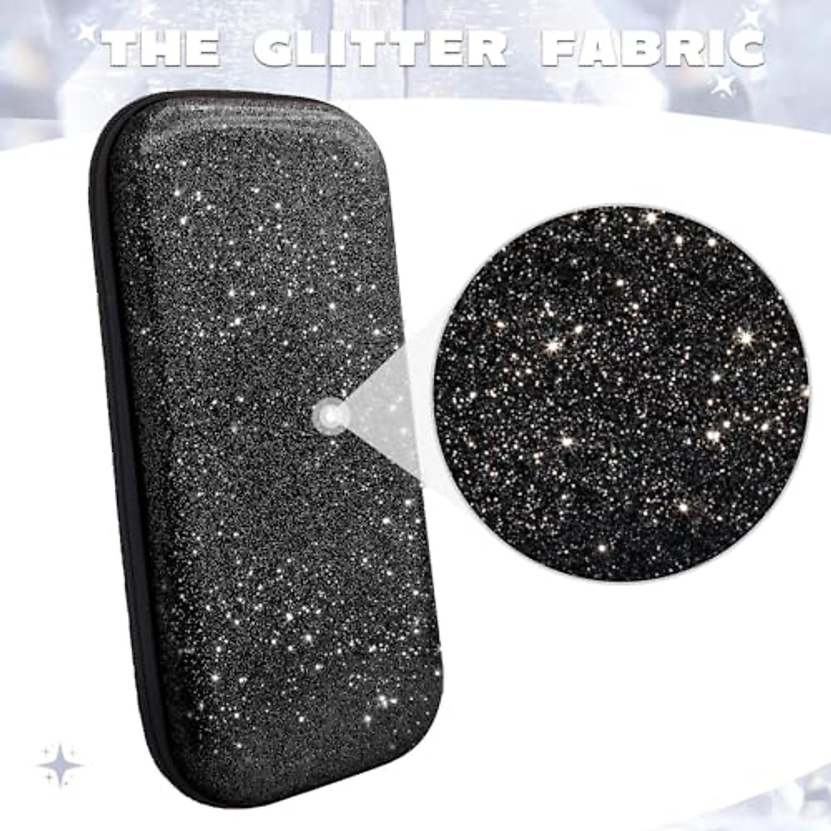 homicozy Glitter Carrying Case Compatible with Nintendo Switch OLED & Switch Console,Black Protective Hard Travel Case Shell Pouch for Nintendo Switch Console/Accessories,Switch Gaming Case for Girls
