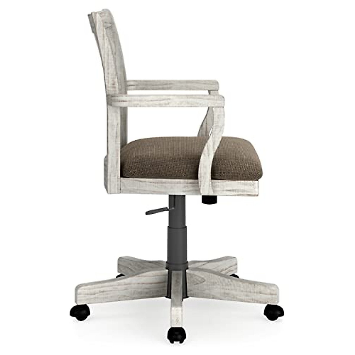 Signature Design by Ashley Havalance Casual Home Office Adjustable Desk Chair with Swivel, Whitewash & Brown