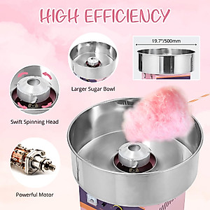 Garvee Commercial Cotton Candy Machine, 1000W Cotton Candy Maker with Stainless Steel Bowl, Sugar Scoop and Large Storage Drawer, Perfect for Home Party, Kids Birthday, Carnival, Pink