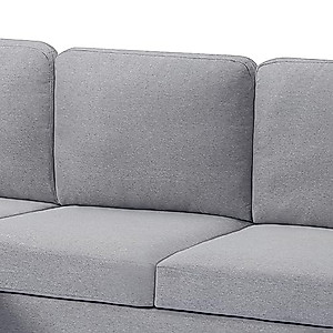 ERYE Soft Polyester Sofa&Couch with Left Lounge Chaise, L-Shaped Corner Upholstered Couch W/Pillow-Top Armrest & Golden Metal Legs for Living Room Furniture Sets, 79.5", Light Gray-005
