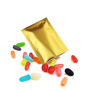 200PCS Matte Gold Metallic Foil Open Top Mylar Bags Smell Proof Heat Seal Packaging Bags 9x13cm (3.5x5.1")