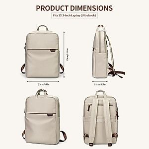 GOLF SUPAGS Travel Laptop Backpack for Women Anti Theft Slim Durable College Bookbag Business Computer Bag Fit 13.3 Inch Notebook (Apricot, 13.3 Inch)