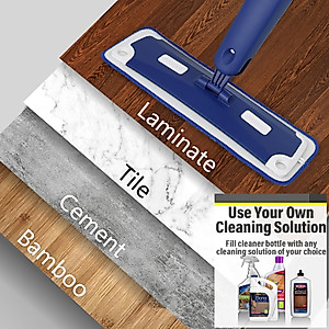 Mop for Multi-Purpose Floor Premium Spray Mop, 18 inch Professional Hardwood Wet and Dry Cleaning Mops with 3 Resuable Pads and Refilled Bottle, Blue